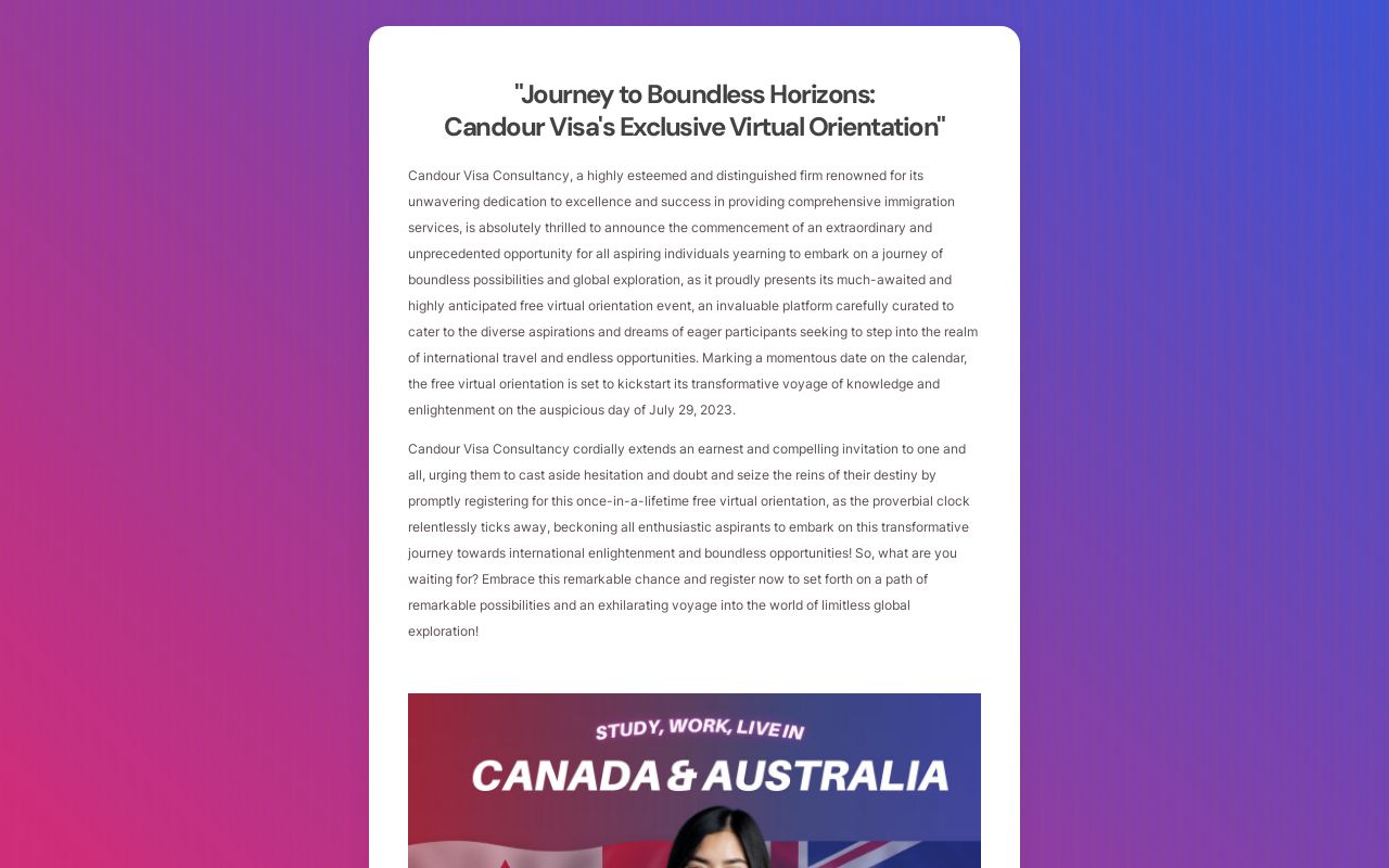 Exclusive Virtual Orientation